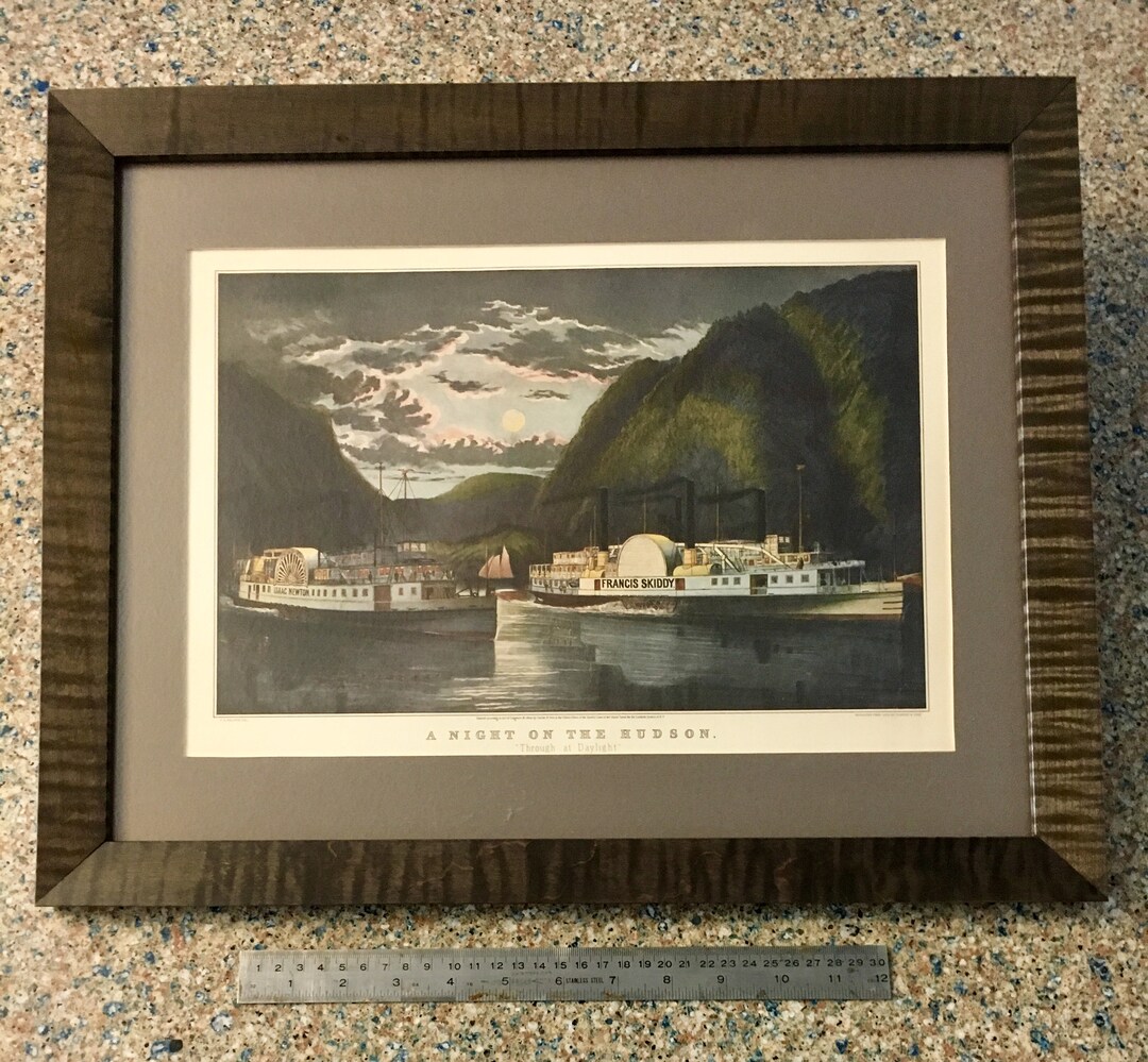Steamboat Race on the Hudson, a Currier and Ives Print - Etsy