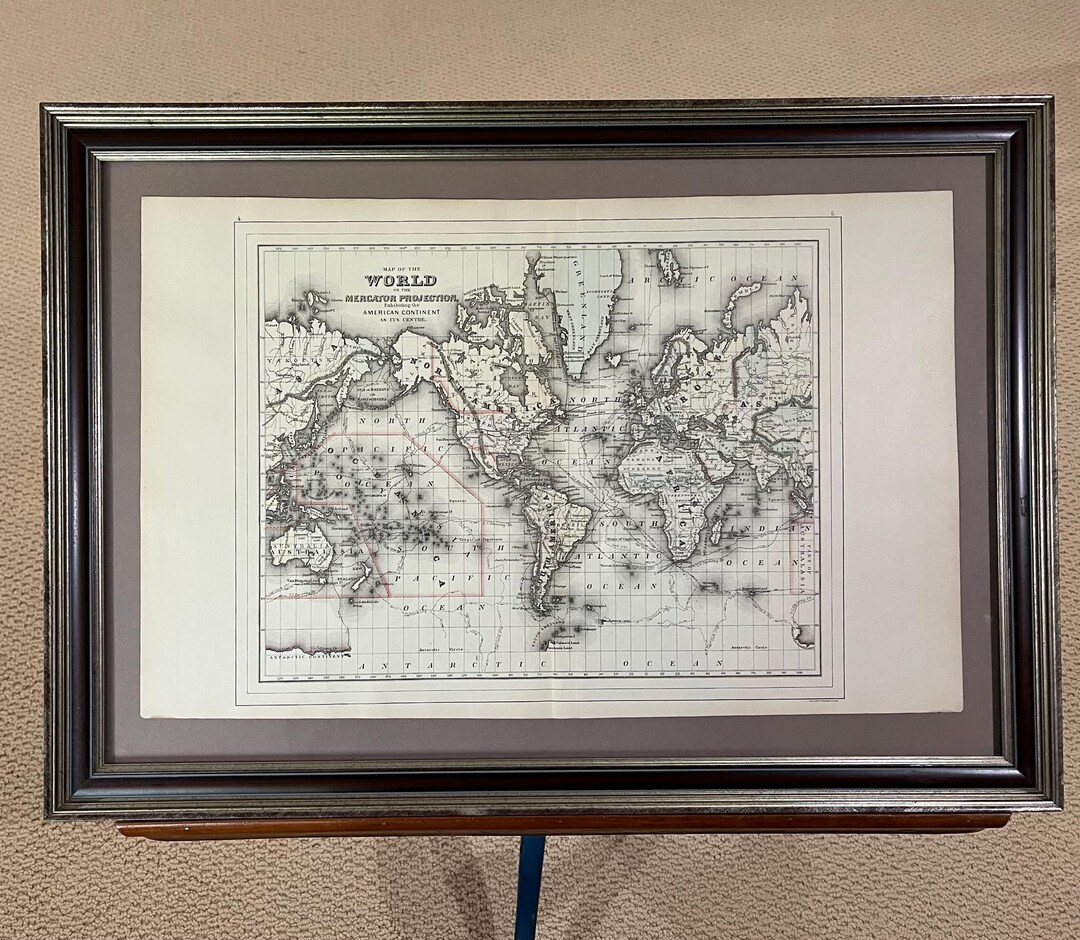 Antique Map of the World on the Mercator Projection - Etsy