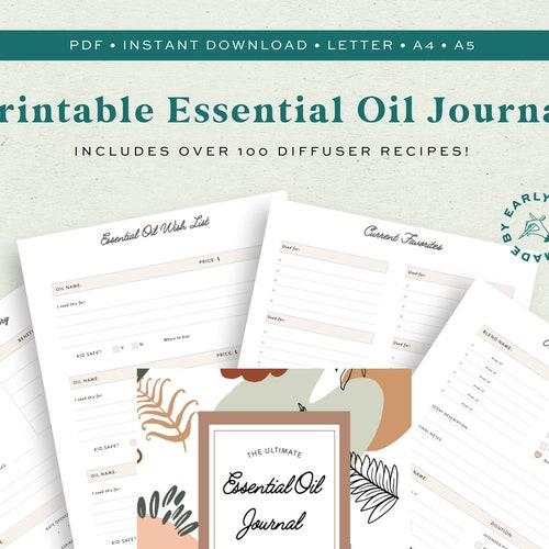 Essential Oil Journal for Young Living Printable Essential - Etsy