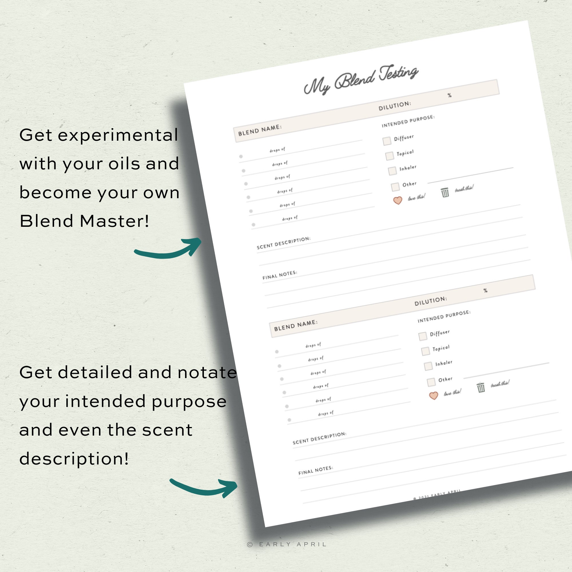 Essential Oil Journal Essential Oil Blend EO Journal - Etsy