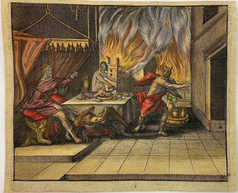 1585-1654 etching Ovid Mythology Lycaon Prince & Tyran l\u2019Arcadie ...