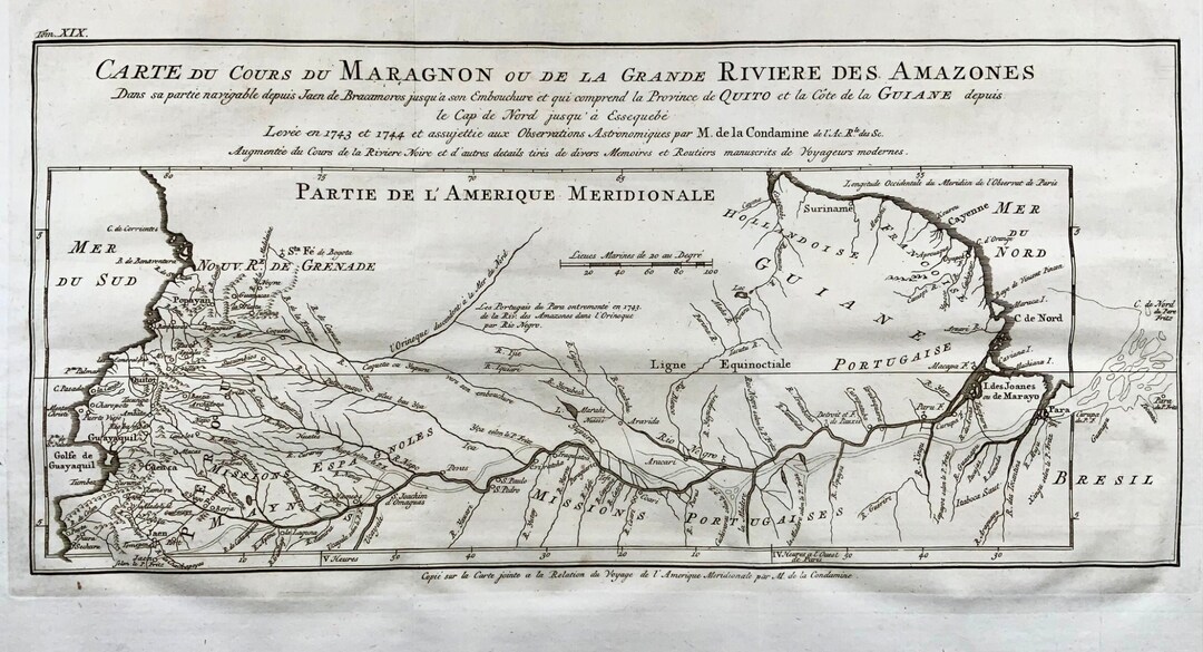 1772 Condamine, Map of the Amazon River, South America - Etsy