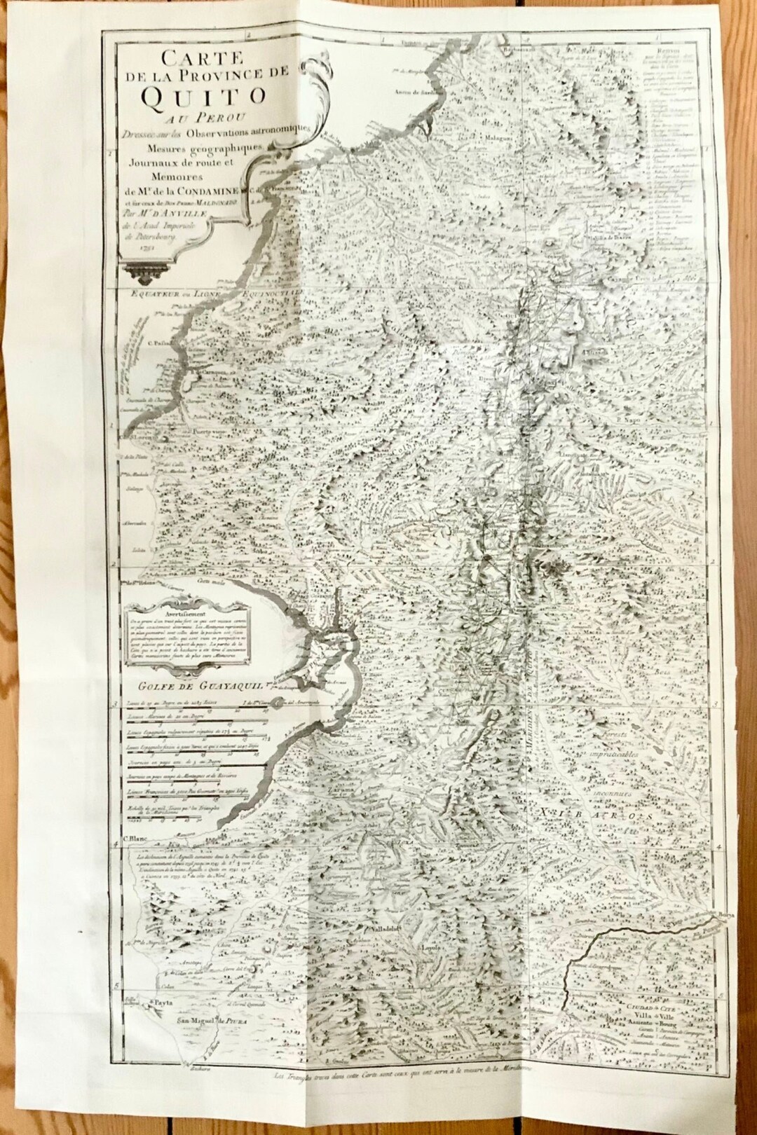 1756 Condamine, Map of the Province of Quito in Peru, Ecuador - Etsy
