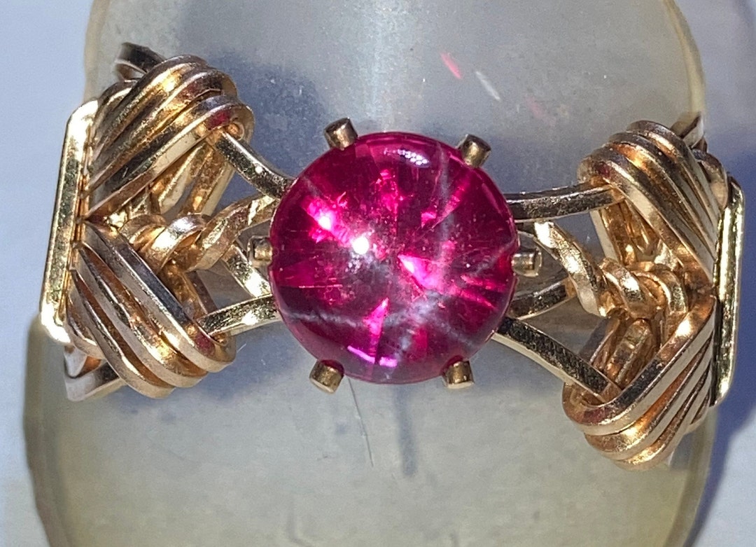 Lab-Created Star Ruby, 8mm Round handcrafted into 14Kt Gold-filled Wire ...