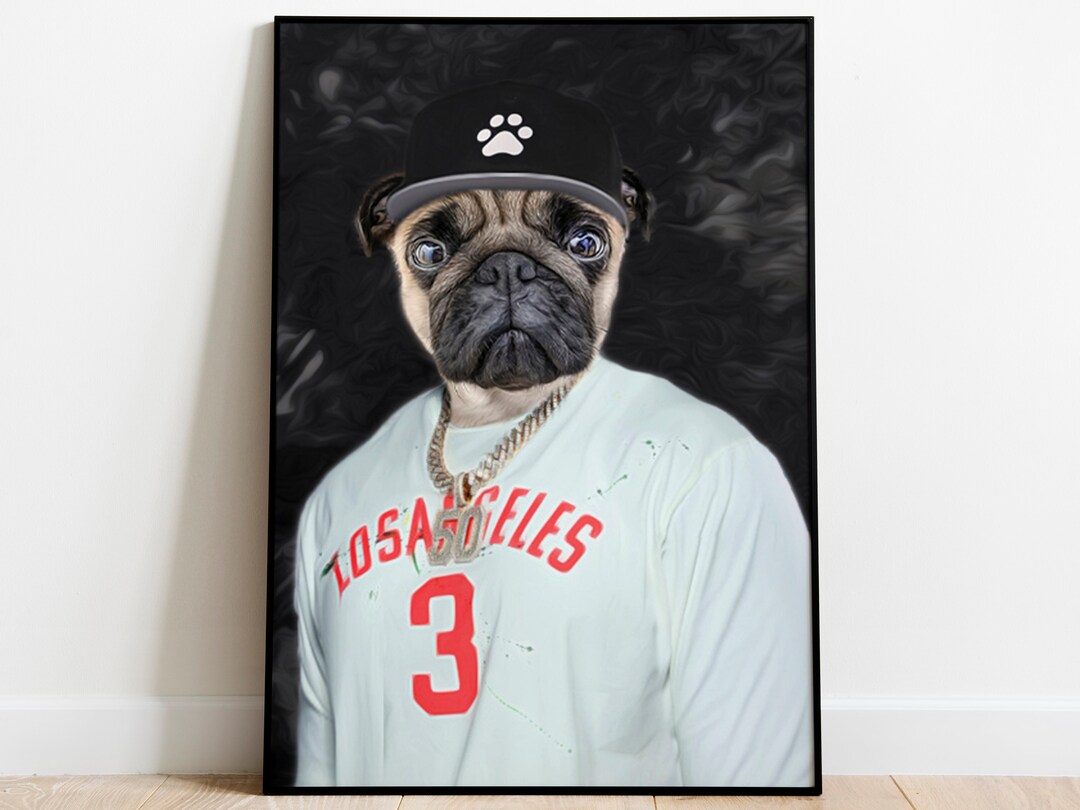 Rap Star Pet Portrait, Music Dog Art, Custom Pet Portrait, Funny Rapper ...