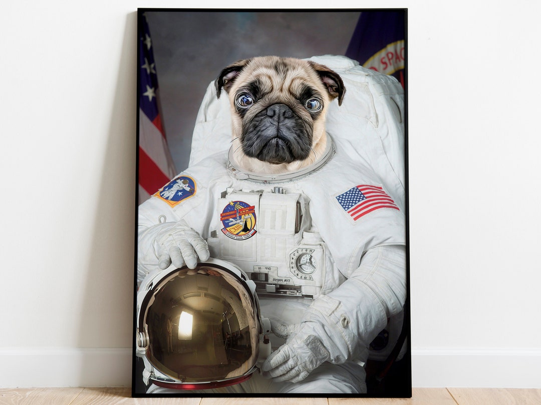 Custom Pet Portrait, Personalised Pet Dog NASA Astronaut, Astronaut Dog ...