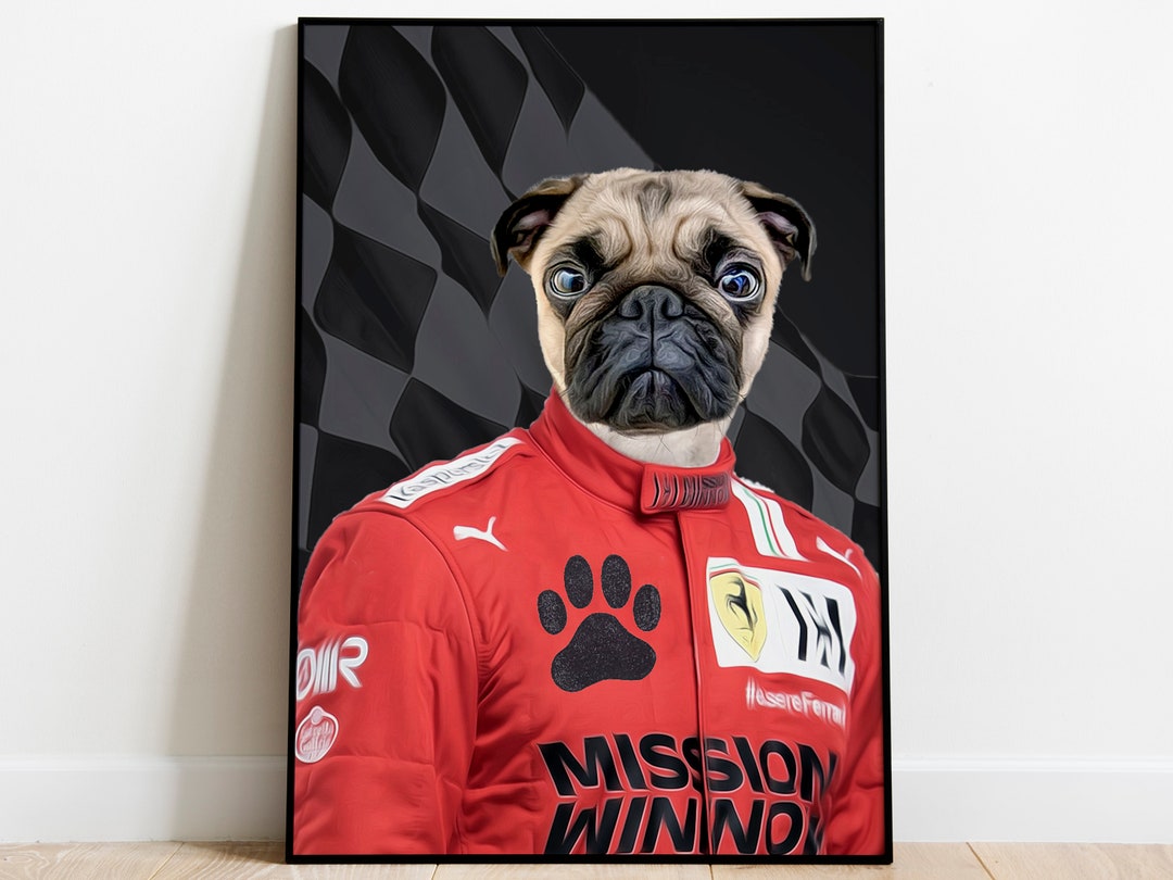 Formula 1 Driver Portrait, Custom F1 Pet Portrait, Personalised Racing ...