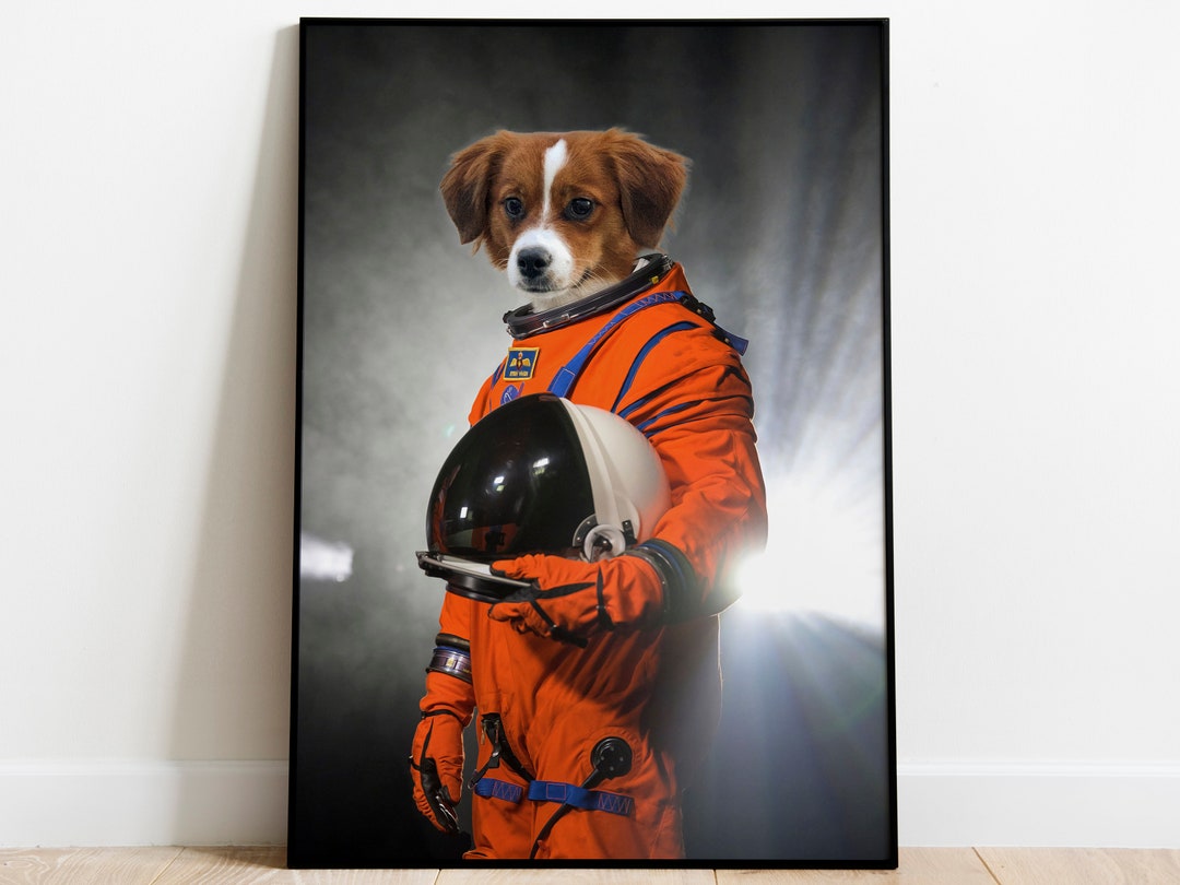 Custom Pet Portrait, Personalised Pet Dog NASA Astronaut, Astronaut Dog ...