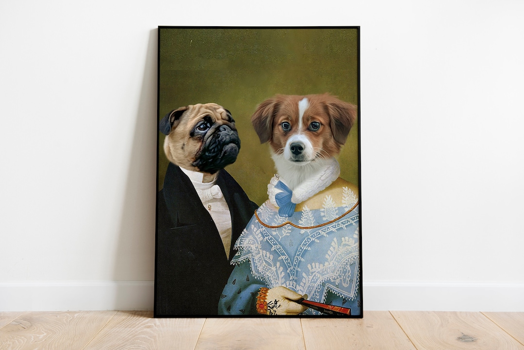 Couple Portrait, Custom Pet Portrait, Two Pets Portrait, Two Dogs ...