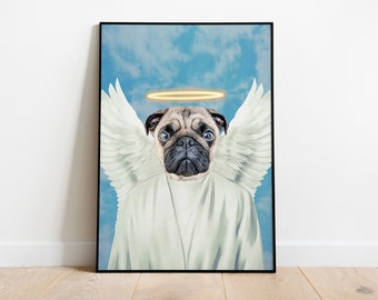 Angel Pet Portrait, Custom Dog Portrait, Digital Portrait, Angel Cat ...