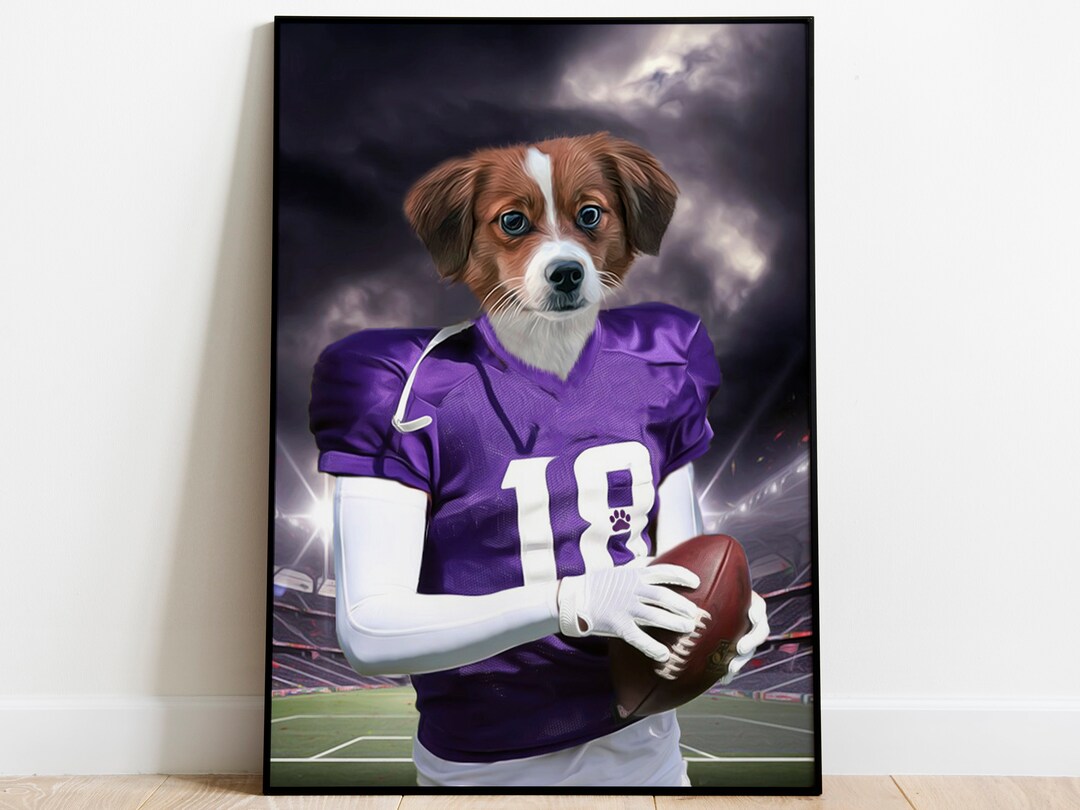 American Football Dog Portrait, Sports Player Portrait, Custom Cat ...