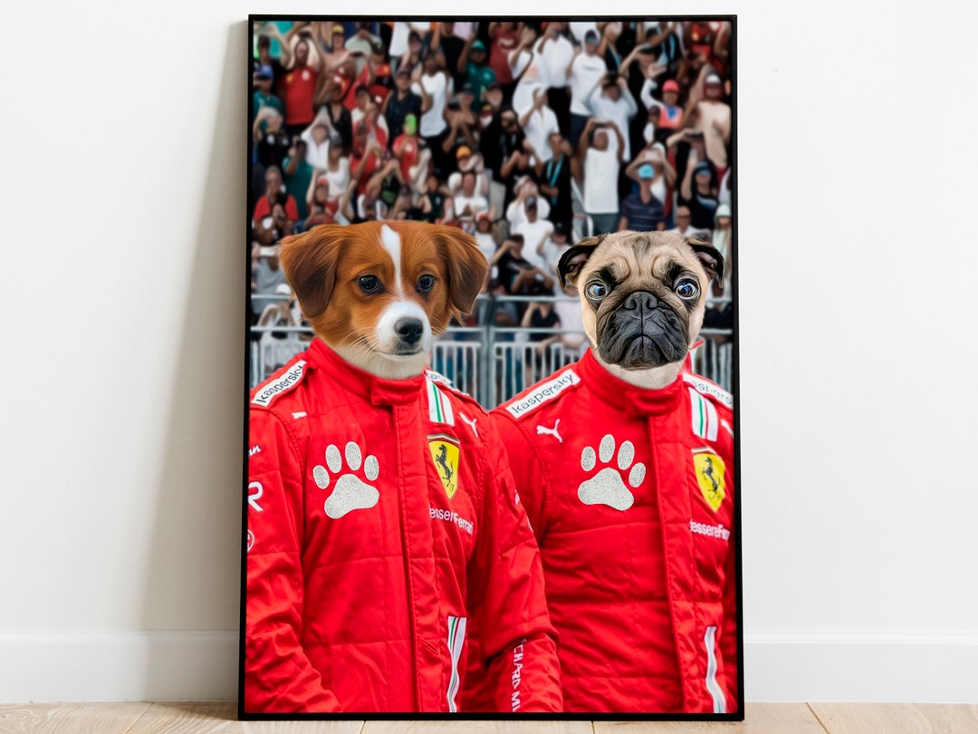 Two Pets Formula 1 Portrait, Custom F1 Pet Portrait, Personalised ...