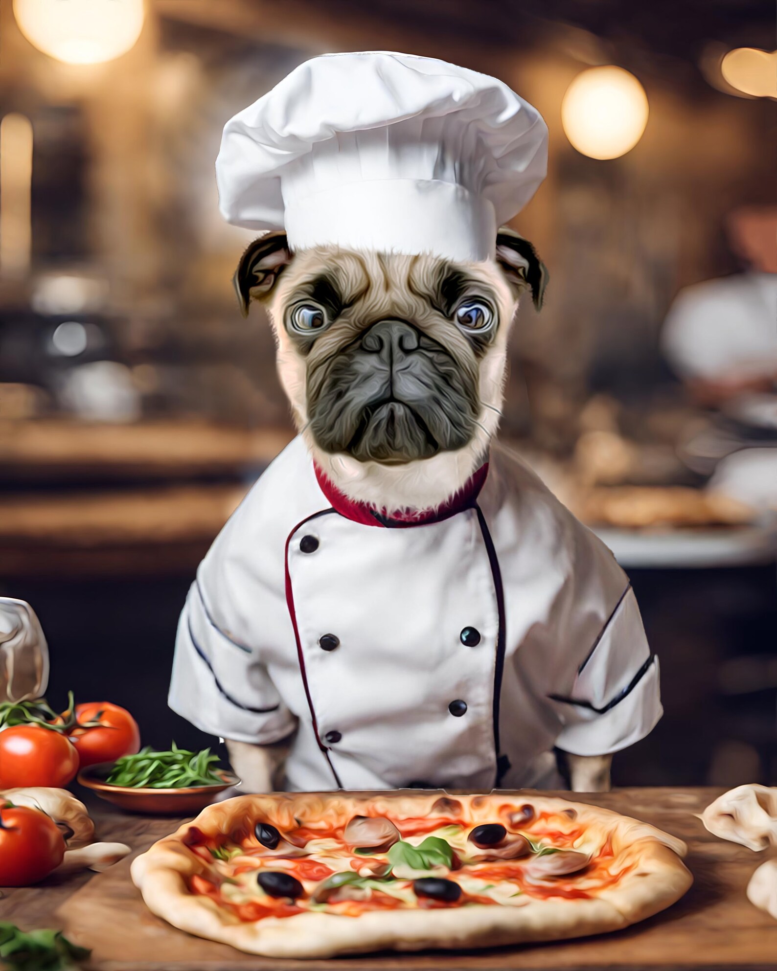 Custom Pet Chef, Dog Portrait, Cat Chef, Pet in the Kitchen, Pet Lover ...