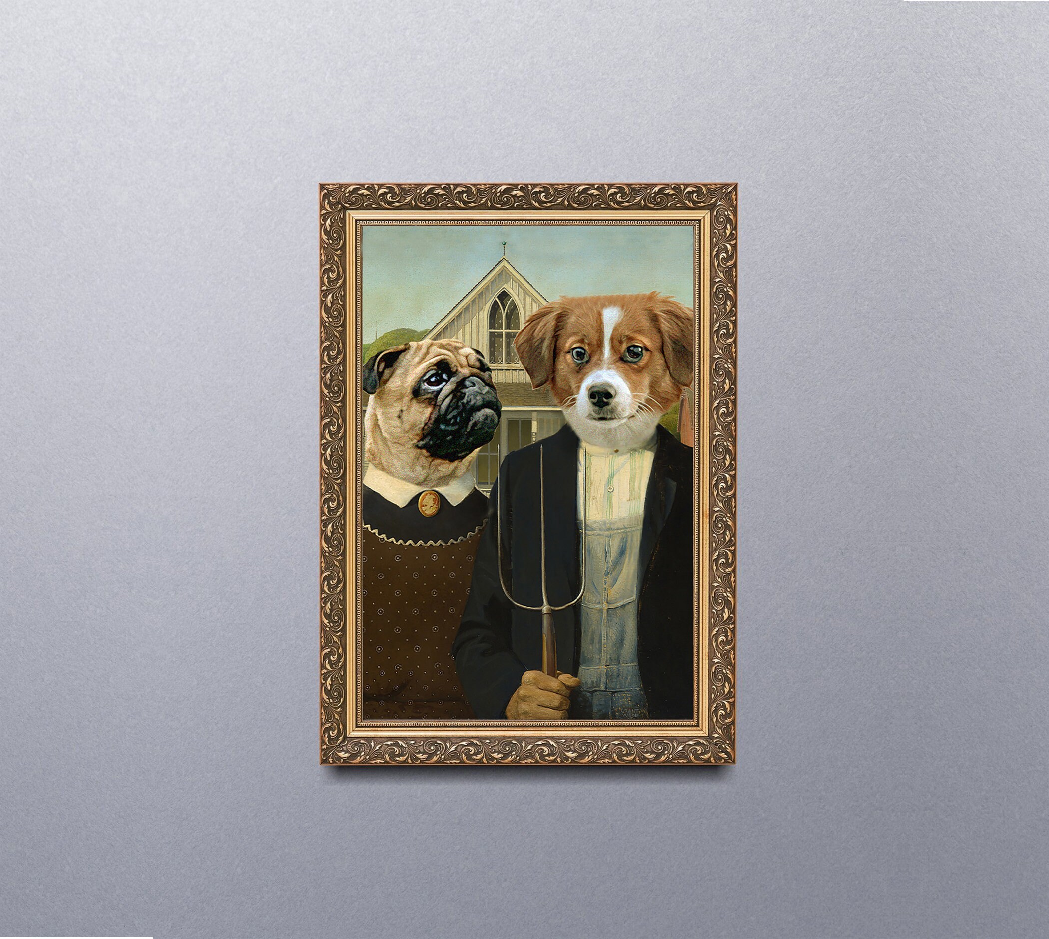 Custom American Gothic Pet Portrait Custom Pet Portrait | Etsy