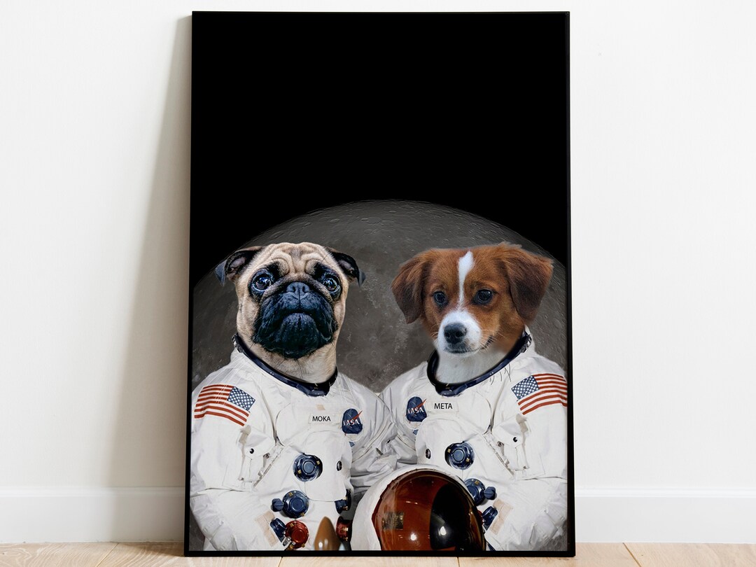 Two NASA Astronauts Portrait, Custom Pet Portrait, Dog Portrait, Cat ...