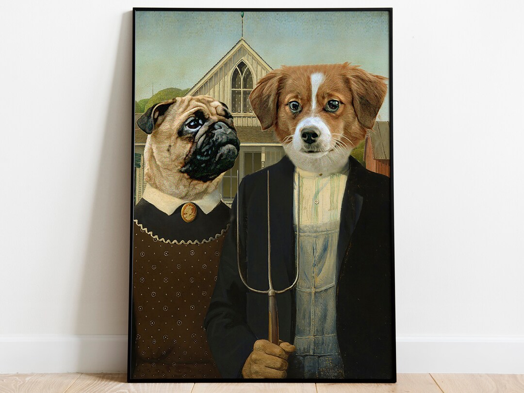Custom American Gothic Pet Portrait, Custom Pet Portrait, Custom Pet ...