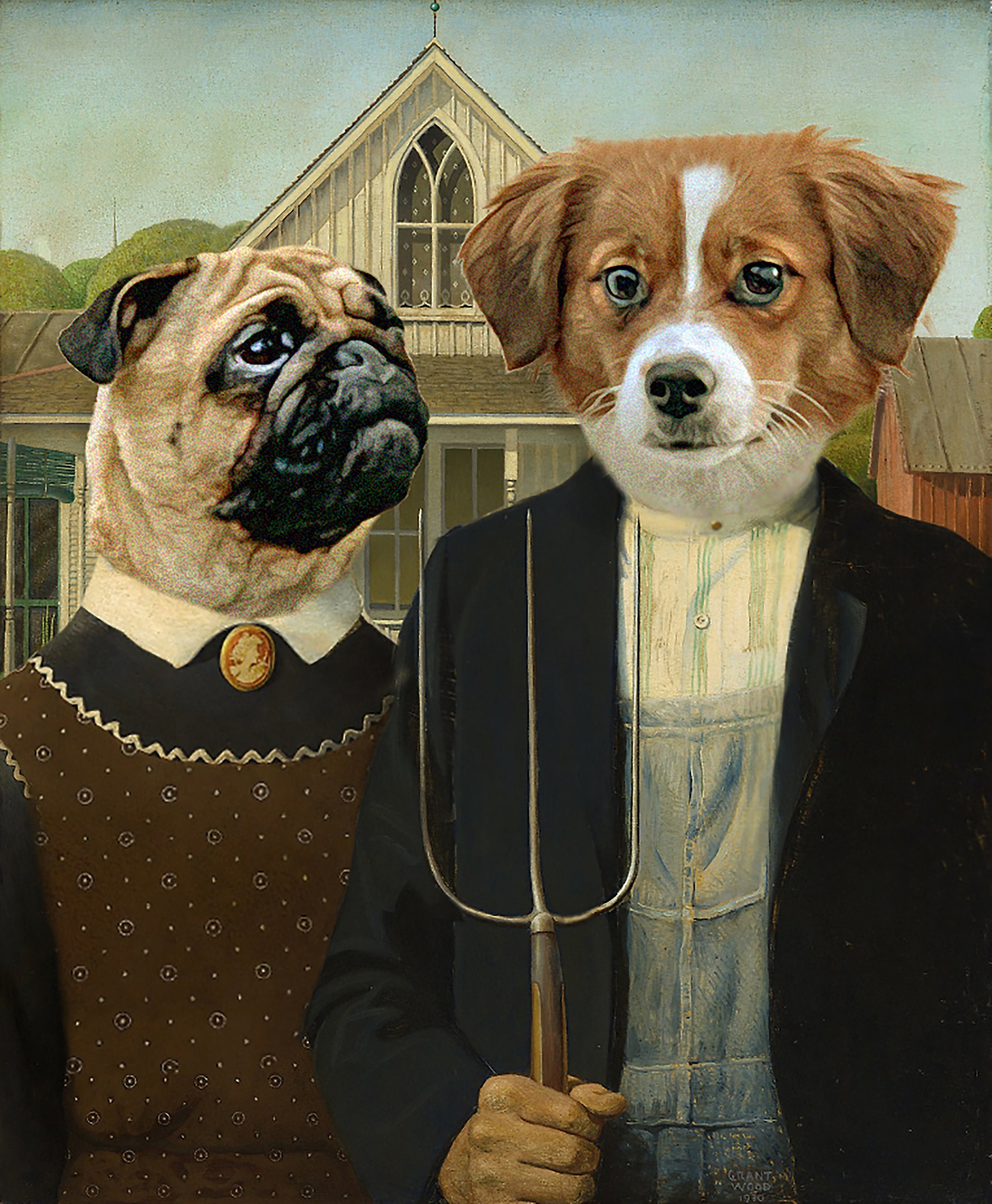 Custom American Gothic Pet Portrait, Custom Pet Portrait, Custom Pet ...
