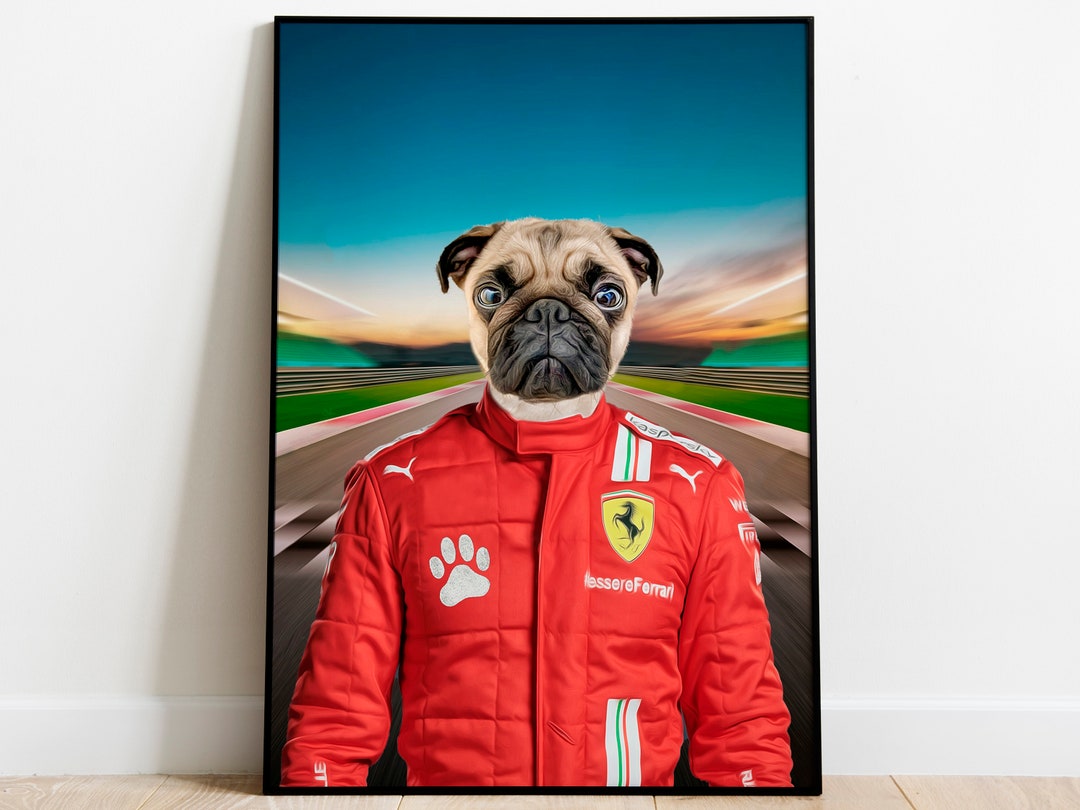 Formula 1 Driver Portrait, Custom F1 Pet Portrait, Personalised Racing ...