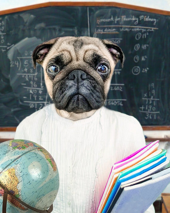 Teacher Pet Portrait Dog Professor Portrait Custom Teacher | Etsy