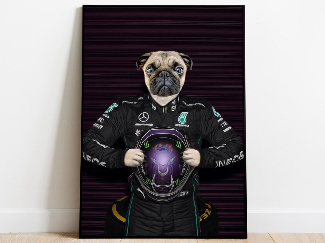 Formula 1 Driver Portrait, Custom F1 Pet Portrait, Personalised Racing ...