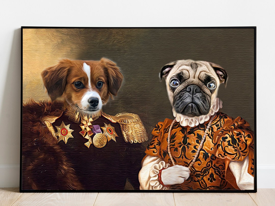 Digital Custom Pet Portrait, Two Pets Portrait, Pet and Owner, Cat Dog ...
