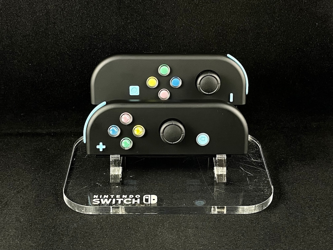 Black Custom Nintendo Joycons With Heart Buttons and Blue Accents - Etsy