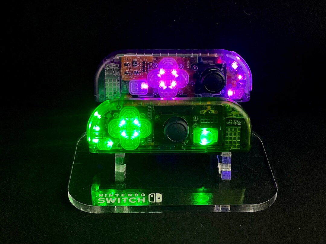 Transparent Green & Purple Custom Nintendo Joycons With LED Buttons - Etsy