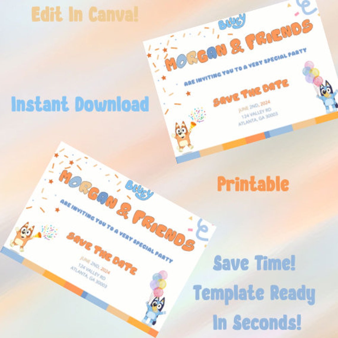 Bluey Birthday Poster, Flyer & Invitation Template Edit in Canva ...