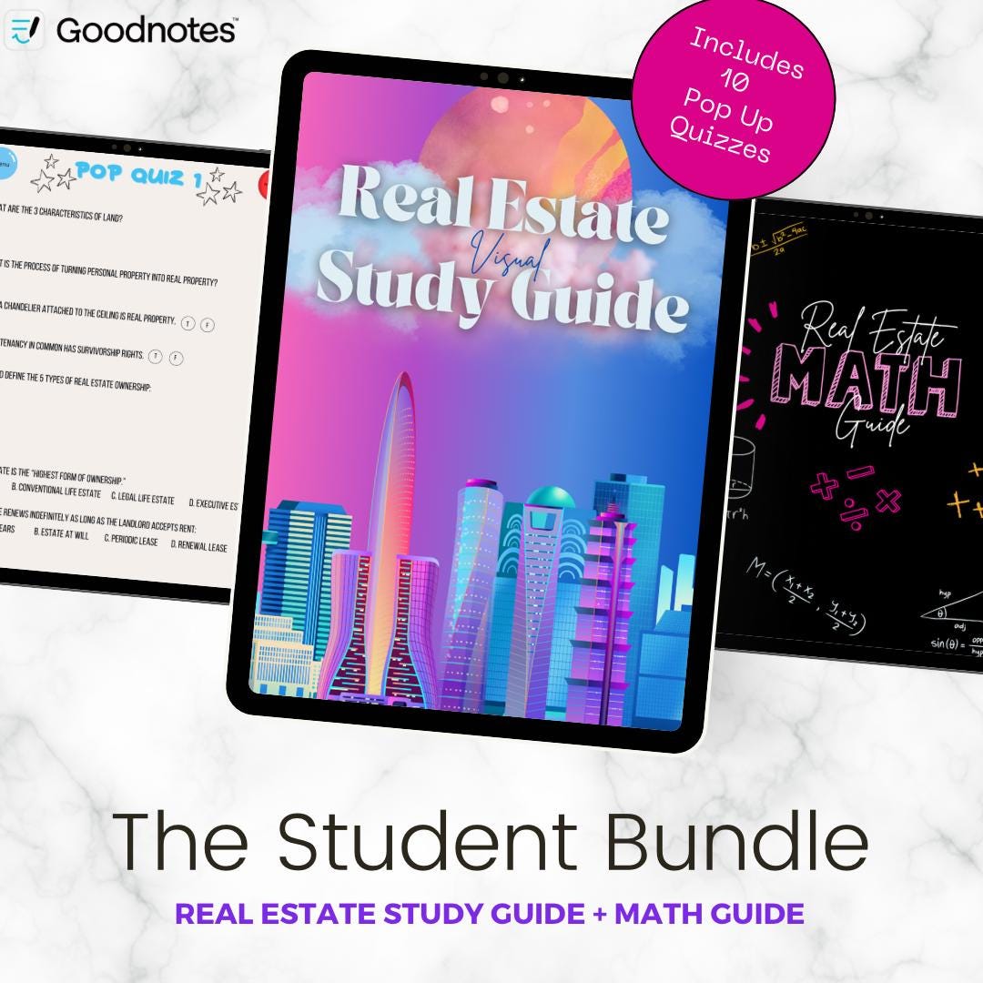 Student Bundle Visual Real Estate Study Guide Math Study Guide Includes ...
