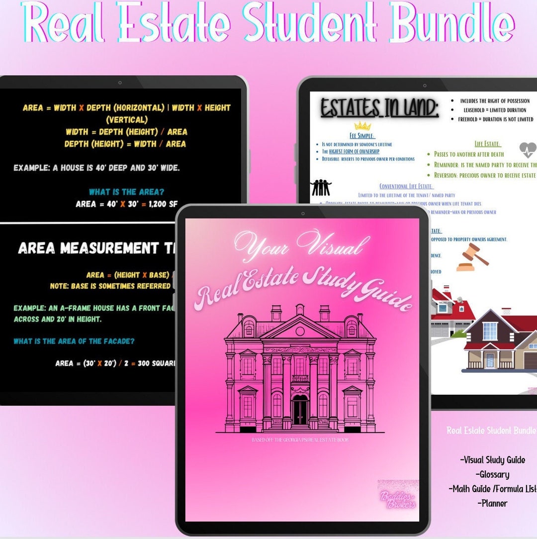 Real Estate Student Bundle Math Guide Visual Study Guide Practice Test ...