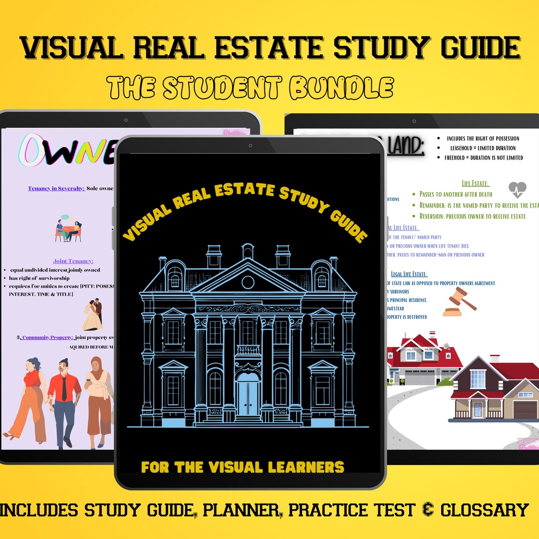 Real Estate Student Bundle Math Guide Visual Study Guide Practice Test ...