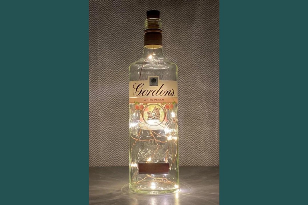 Gordons White Peach Gin Bottle Lamp | Warm / Bright LED Lights | Light ...