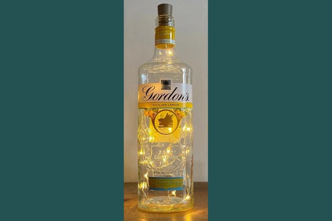 Gordons Sicilian Lemon Gin Bottle Lamp | Warm LED Lights | Light up Gin ...