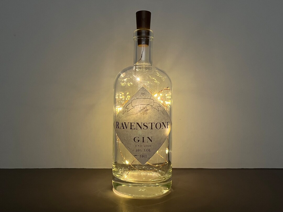Ravenstone Gin Bottle Lamp | Warm / Bright LED Lights | Light up Gin ...