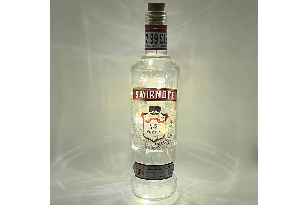 Small Smirnoff Vodka Bottle Lamp | Warm / Bright LED Lights | Light up ...