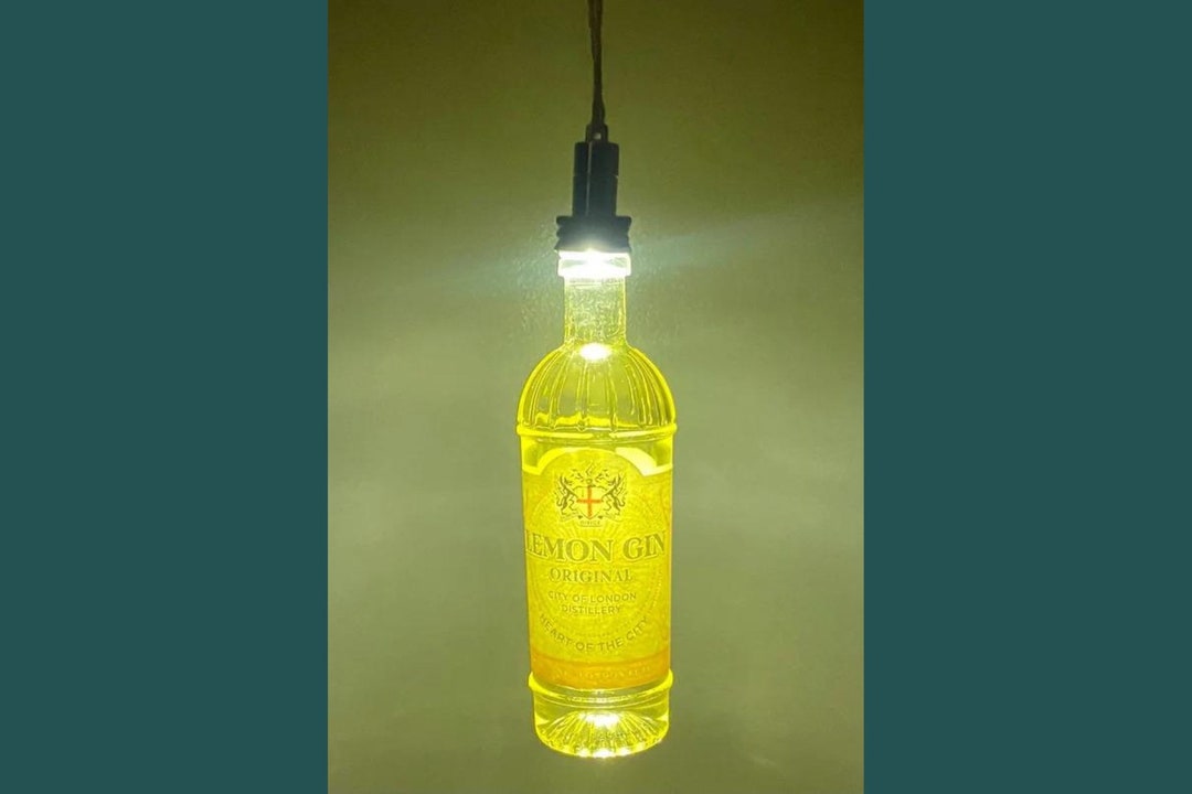 City of London Lemon Gin Miniature Bottle Light Light up Bauble Hanging ...