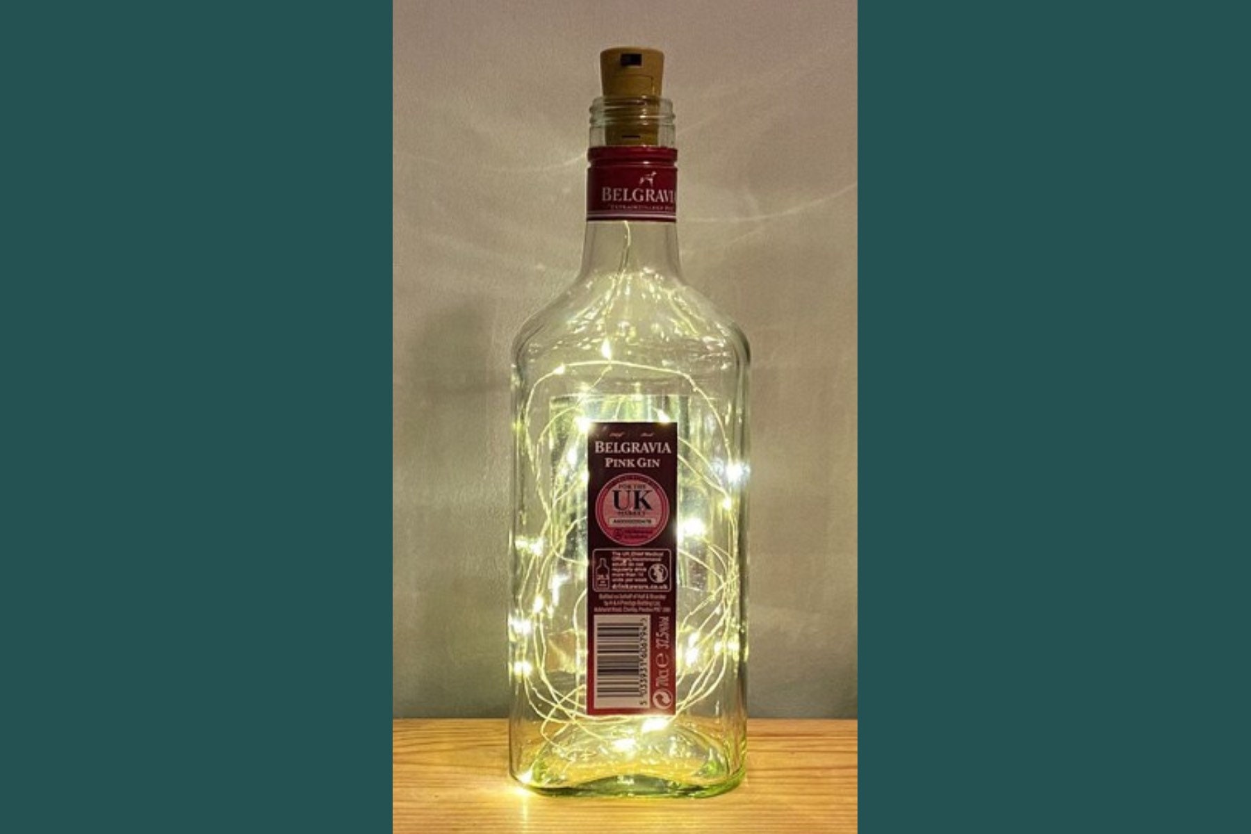 Belgravia Pink Gin Bottle Lamp | Warm / Bright LED Lights | Light up ...