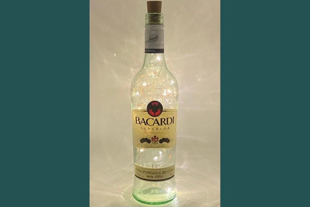 Bacardi White Rum Bottle Lamp Warm / Bright LED Lights Light up Rum ...