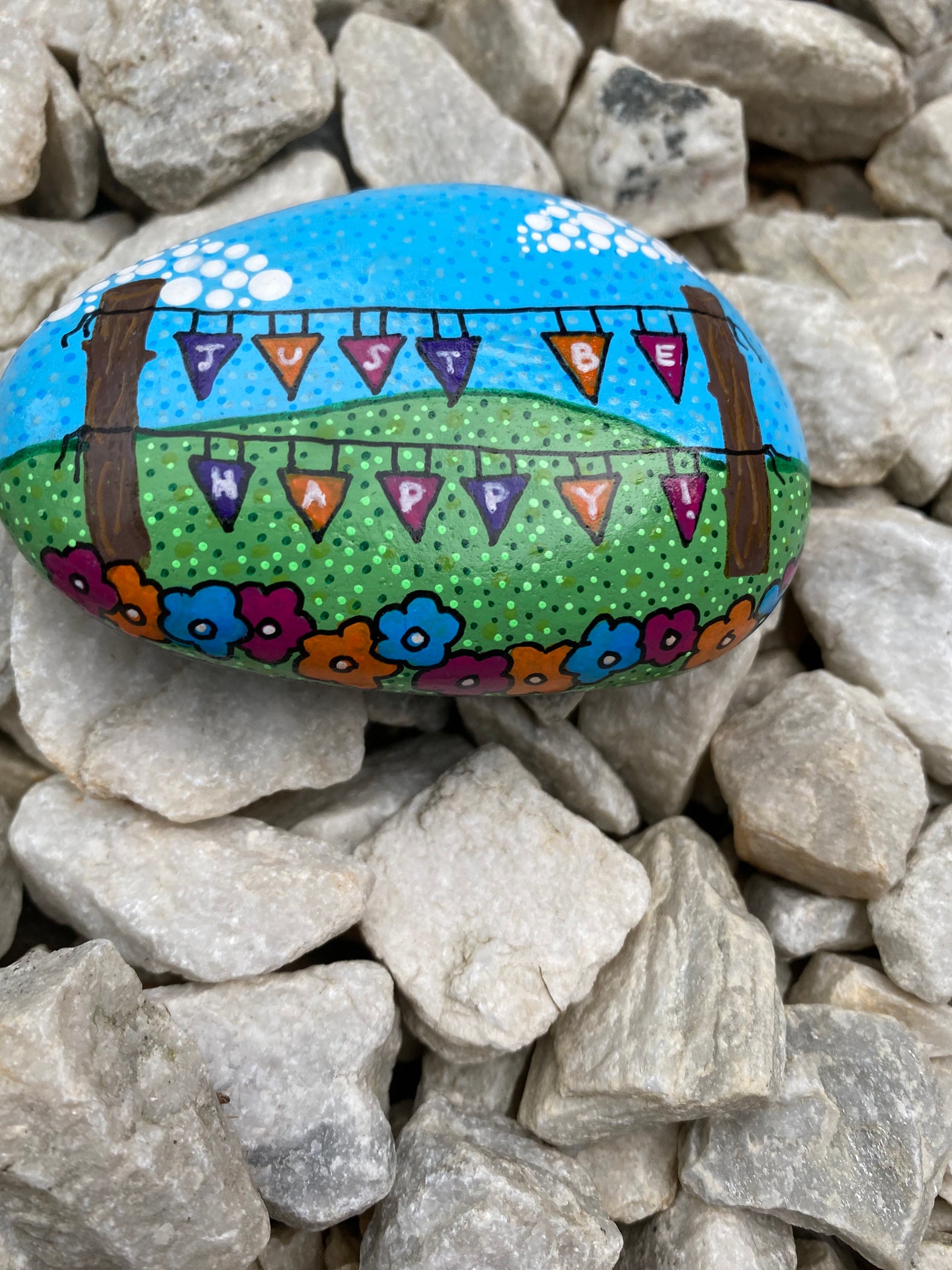 Just Be Happy rock | Etsy