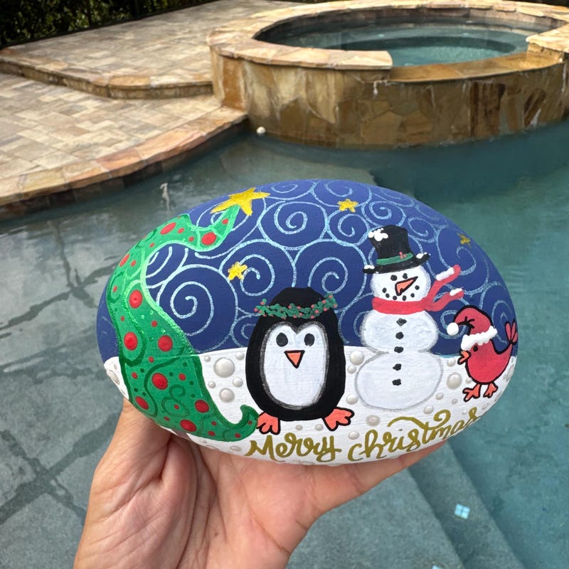 Snowman Pebble Art - Etsy