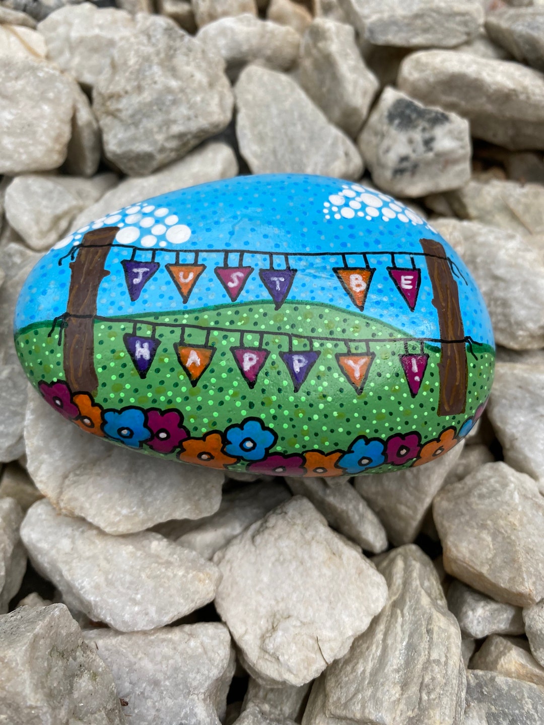 Just Be Happy Rock - Etsy