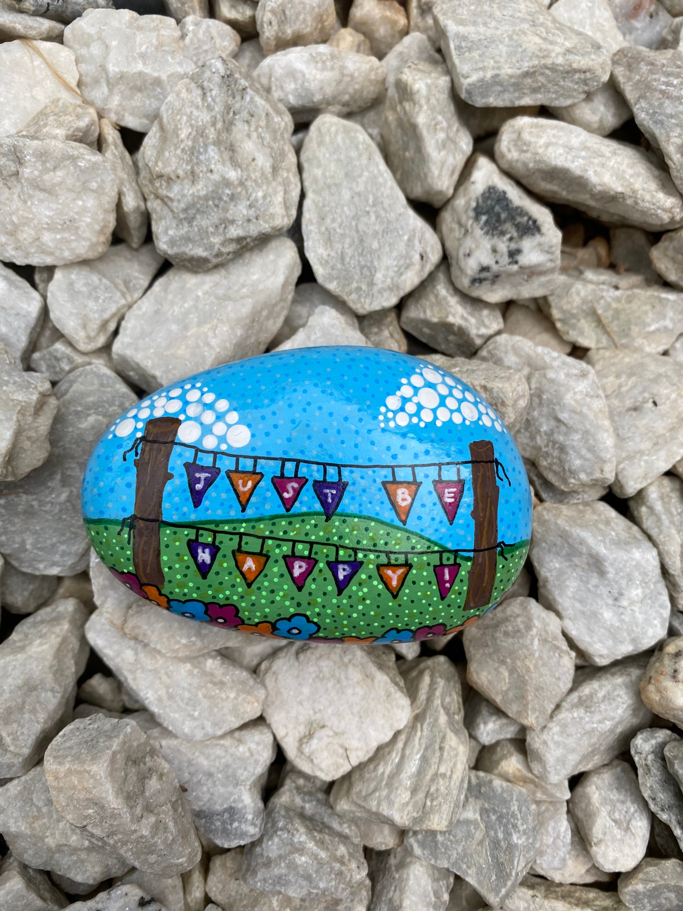 Just Be Happy rock | Etsy