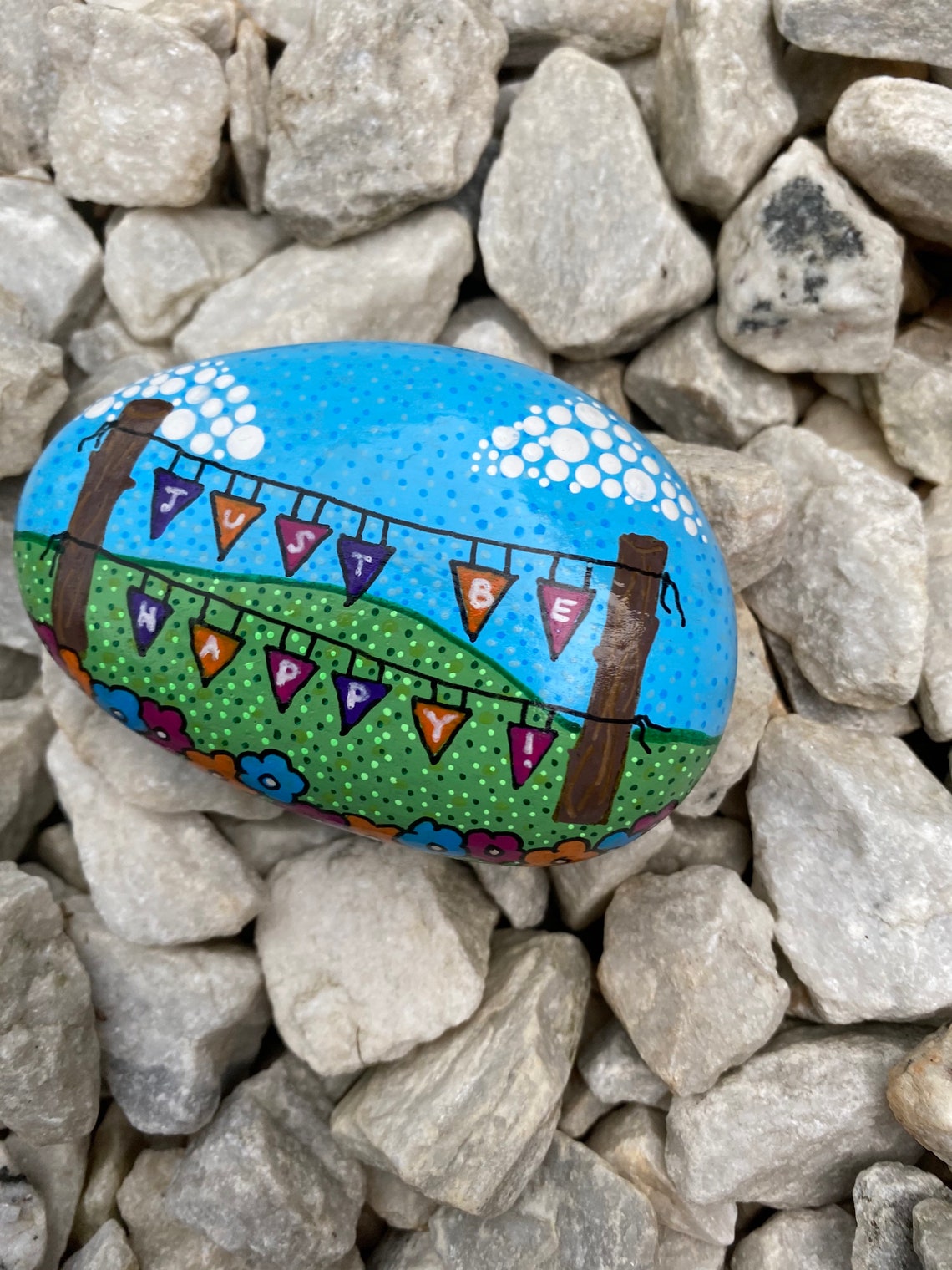 Just Be Happy rock | Etsy