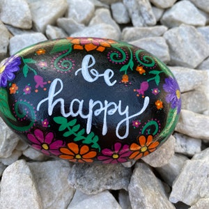 Be Happy Floral Rock - Etsy