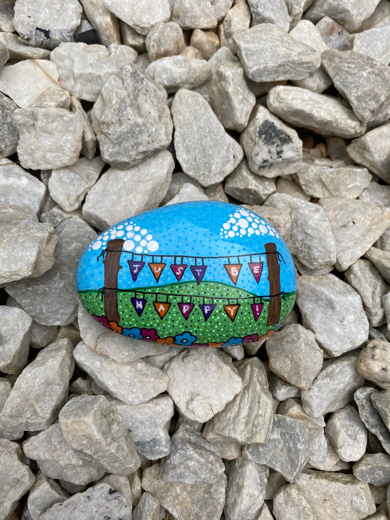 Just Be Happy rock | Etsy
