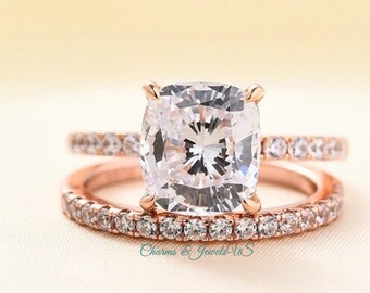 Rose Gold Cushion Cut Ring - Etsy