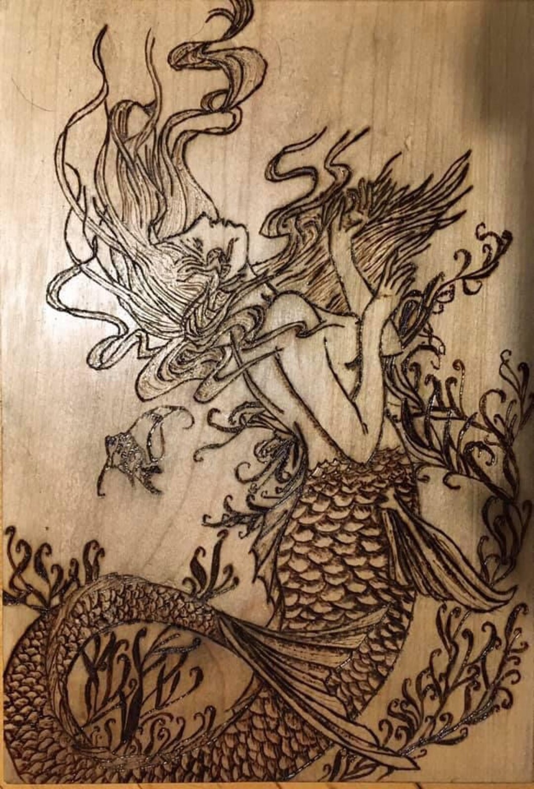 Mermaid -pyrography Wood Burning - Etsy