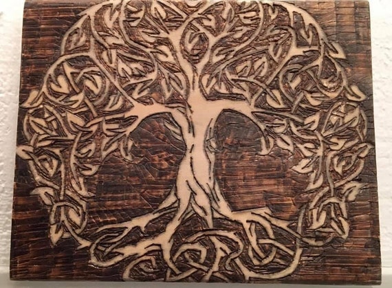 Tree of Life pyrography wood burning | Etsy