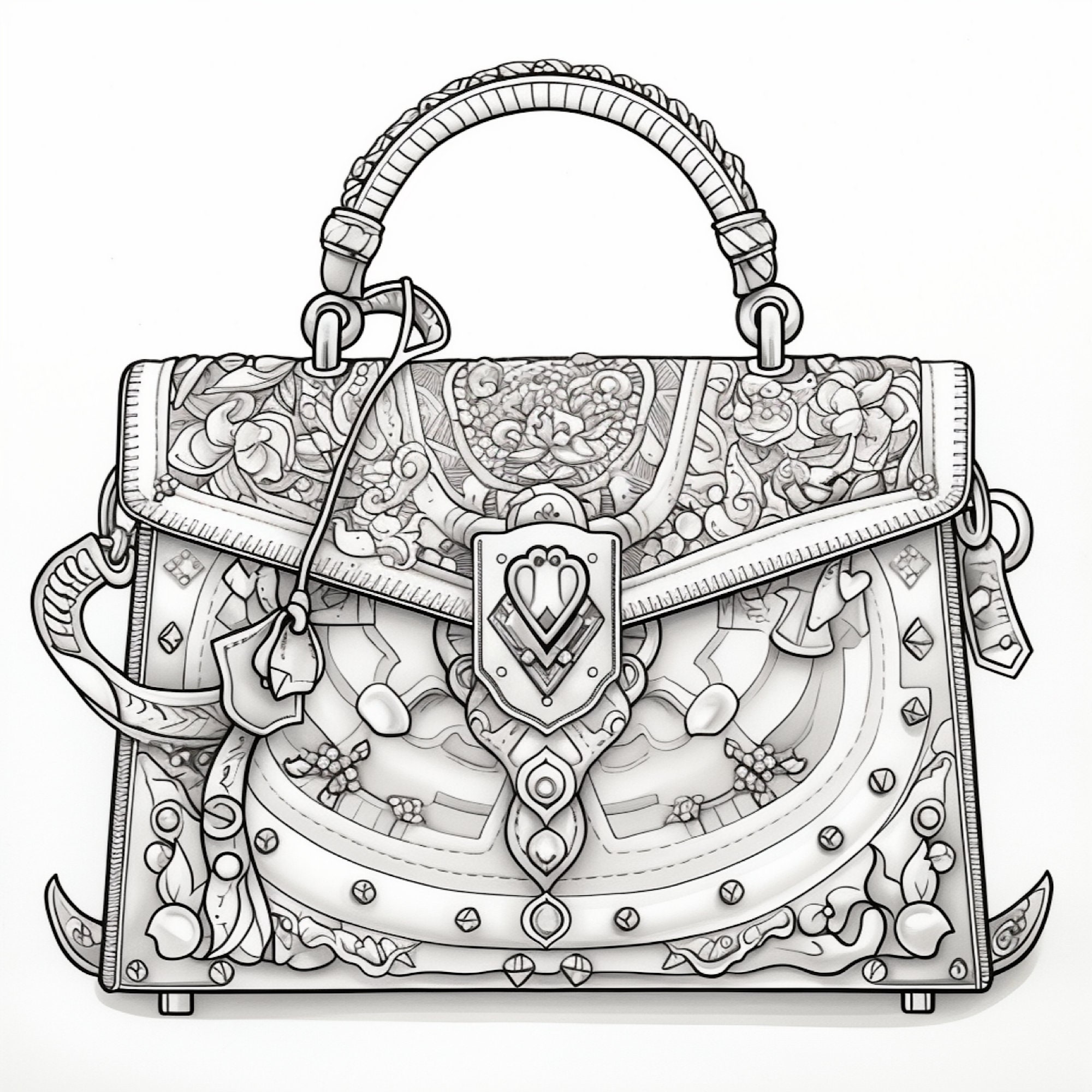 Printable Beautiful Purses Coloring Page - Etsy