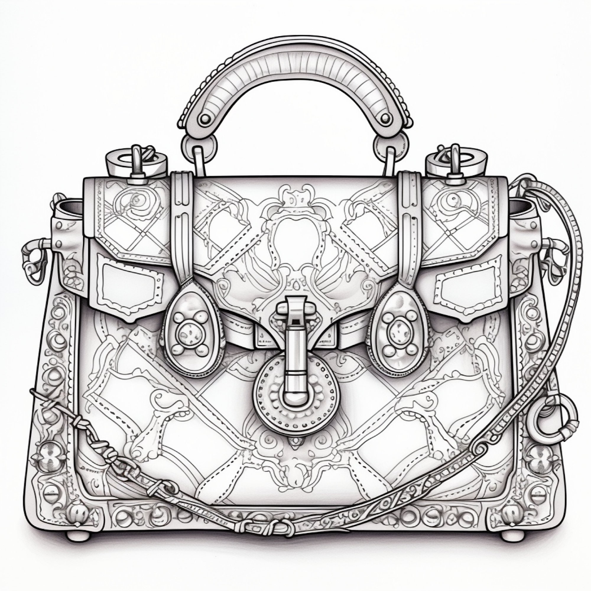 Printable Beautiful Purses Coloring Page - Etsy